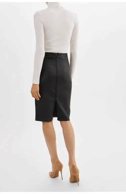 LAMARQUE Avana Leather Pencil Skirt - Black