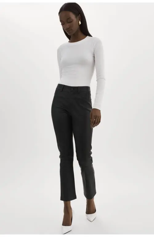 LAMARQUE Stretch Leather Cropped Pants - Black