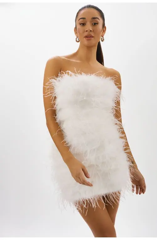 LAMARQUE Triana Feather Dress - White