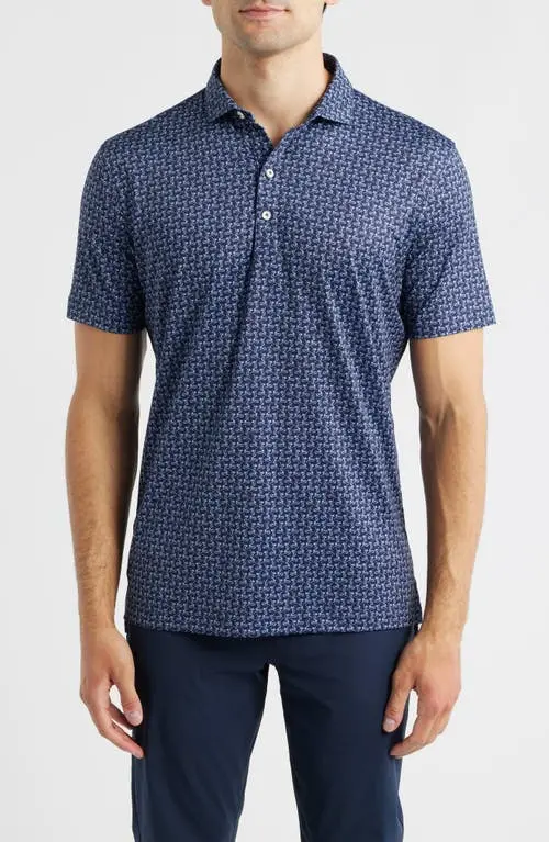 Johnnie-o Minty Cocktail Print Performance Jersey Polo - Navy