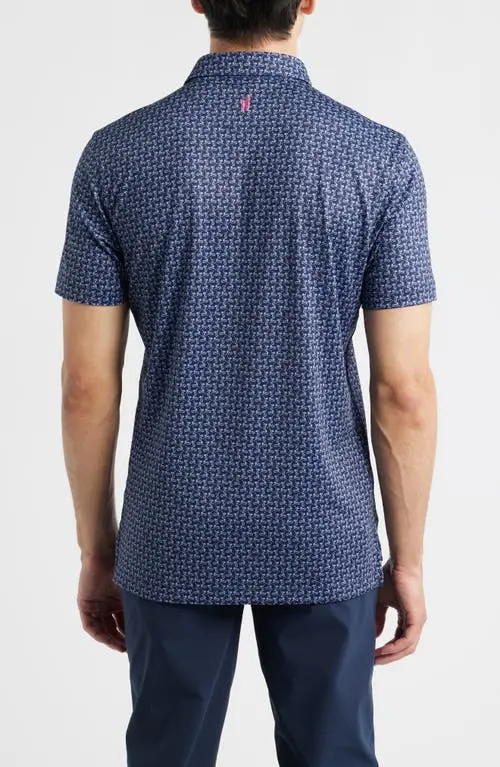Johnnie-o Minty Cocktail Print Performance Jersey Polo - Navy