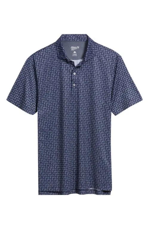 Johnnie-o Minty Cocktail Print Performance Jersey Polo - Navy