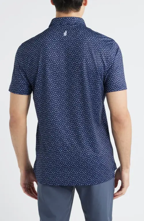 Johnnie-o Marina Palm Tree Print Performance Jersey Polo - Navy