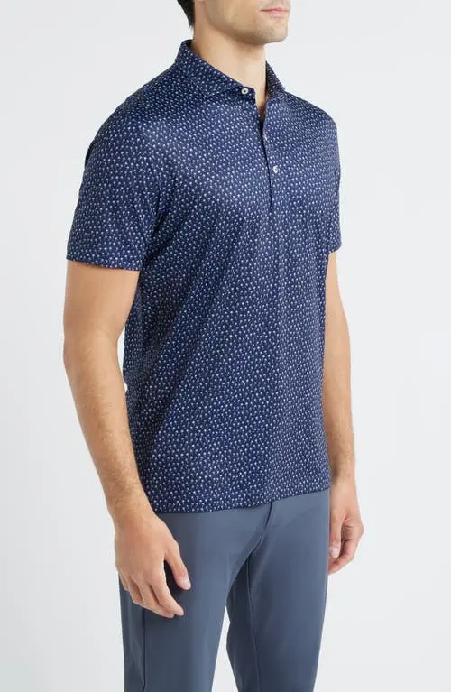 Johnnie-o Marina Palm Tree Print Performance Jersey Polo - Navy