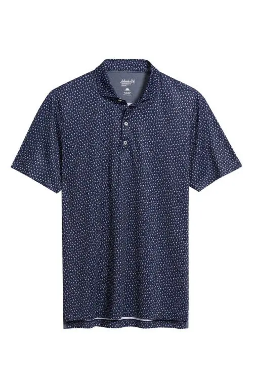 Johnnie-o Marina Palm Tree Print Performance Jersey Polo - Navy
