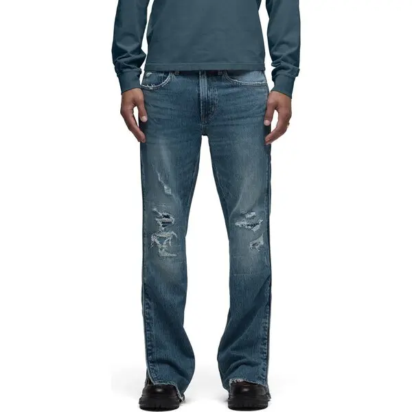 Hudson Jeans Walker Track Distressed Flared Jeans - Riverside