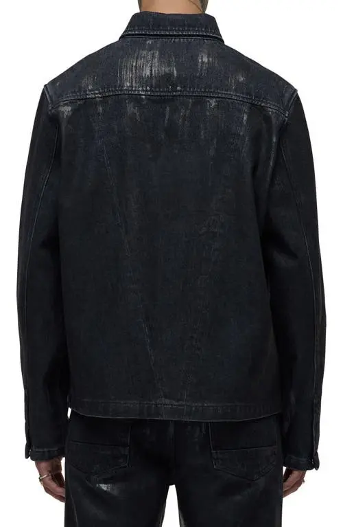 Hudson Jeans Distressed Denim Snap-up Worker Jacket