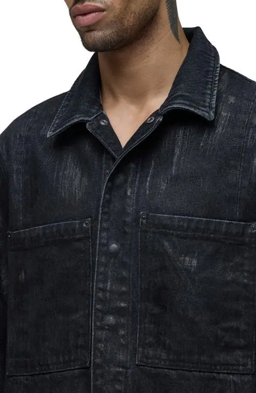 Hudson Jeans Distressed Denim Snap-up Worker Jacket - Jackson