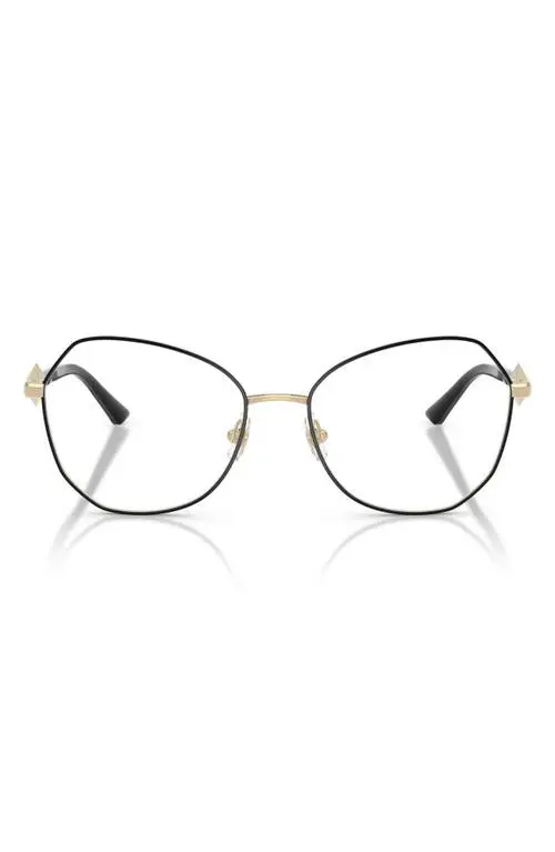 JIMMY CHOO 53mm Round Optical Glasses - Pale Gold/black/demo Lens