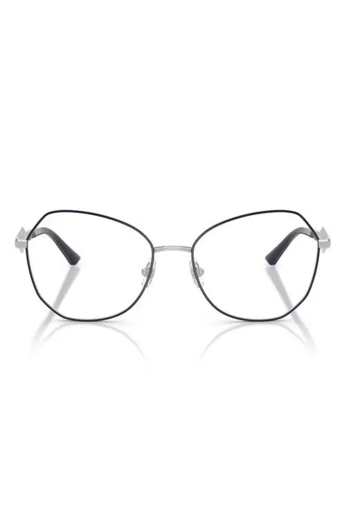 JIMMY CHOO 53mm Round Optical Glasses - Silver/navy Blue/demo Lens