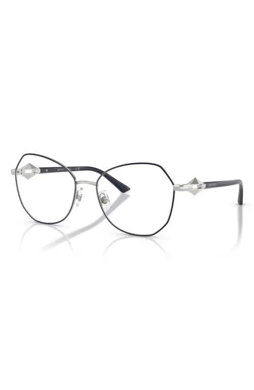 JIMMY CHOO 53mm Round Optical Glasses - Silver/navy Blue/demo Lens