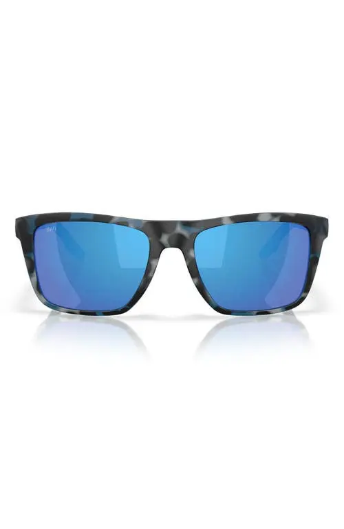COSTA DEL MAR Mainsail 55mm Mirrored Polarized Rectangular Sunglasses - Deep Water Camo/blue