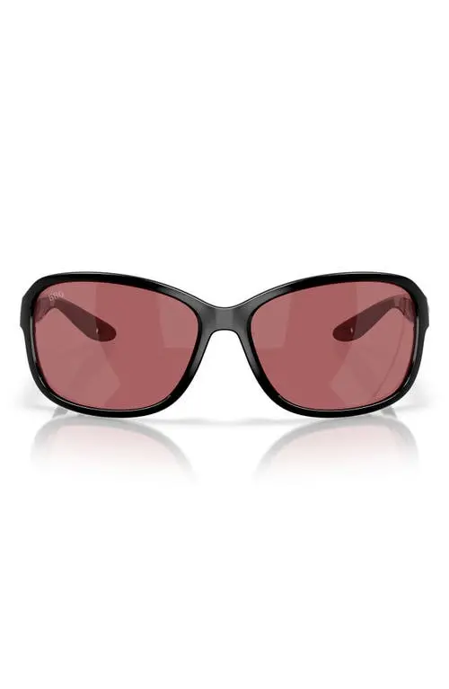 COSTA DEL MAR Seadrift 60mm Polarized Square Sunglasses - Black/rose 580g