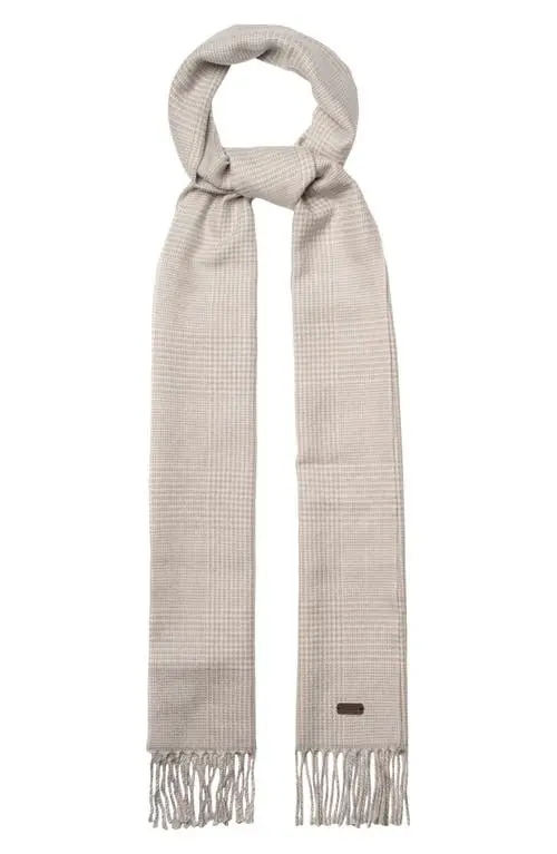 Eton Houndsttoh Check Merino Wool Scarf - Light Grey