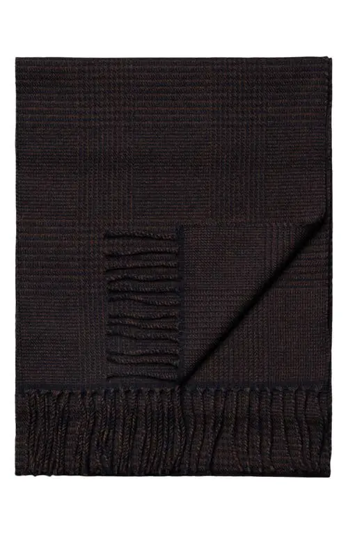 Eton Houndsttoh Check Merino Wool Scarf - Medium Brown