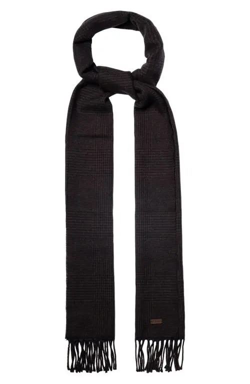 Eton Houndsttoh Check Merino Wool Scarf - Medium Brown