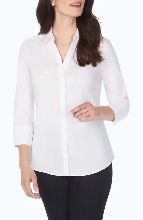 Foxcroft Mary Non-iron Stretch Cotton Button-up Shirt - White