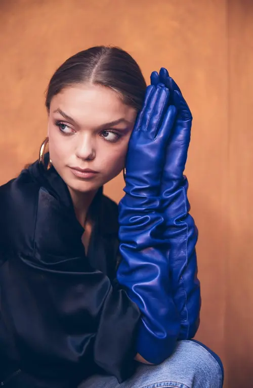 SEYMOURE Extended Runway Opera Gloves - Blue