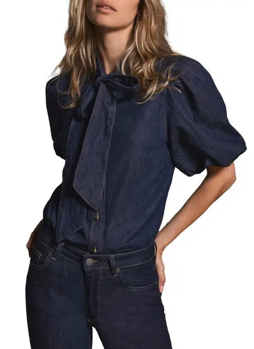 Mint Velvet Puff Sleeve Denim Shirt