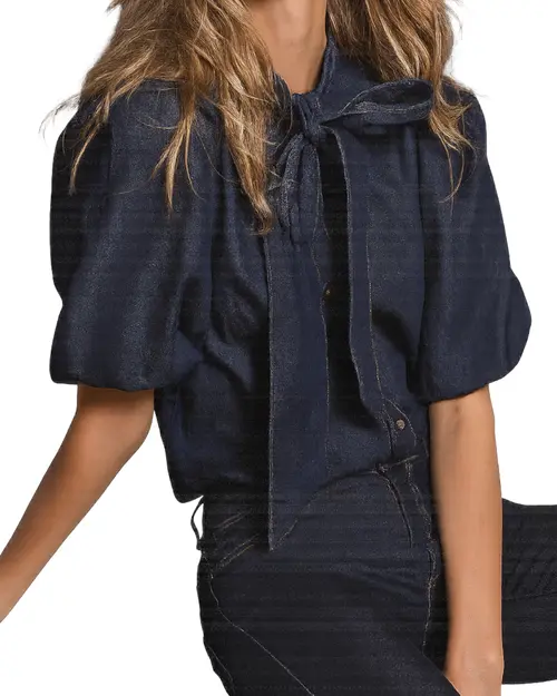 Mint Velvet Puff Sleeve Denim Shirt