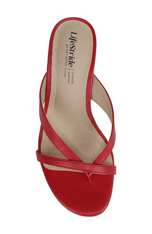 LIFESTRIDE Navine Kitten Heel Flip Flop - Fire Red