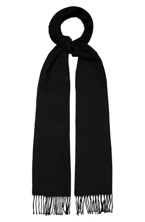 Eton Herringbone Merino Wool Scarf - Black
