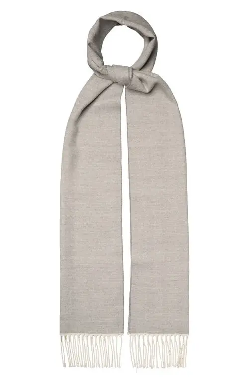 Eton Herringbone Merino Wool Scarf - Light Grey