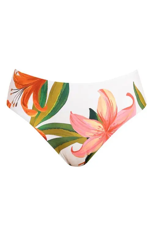 La Blanca Jungle Blossoms Mid-rise Bikini Bottom - Orange Multi