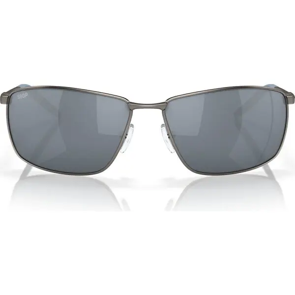 COSTA DEL MAR Turret 63mm Oversize Polarized Mirrored Rectangular Sunglasses - Gunmetal/gray Silver