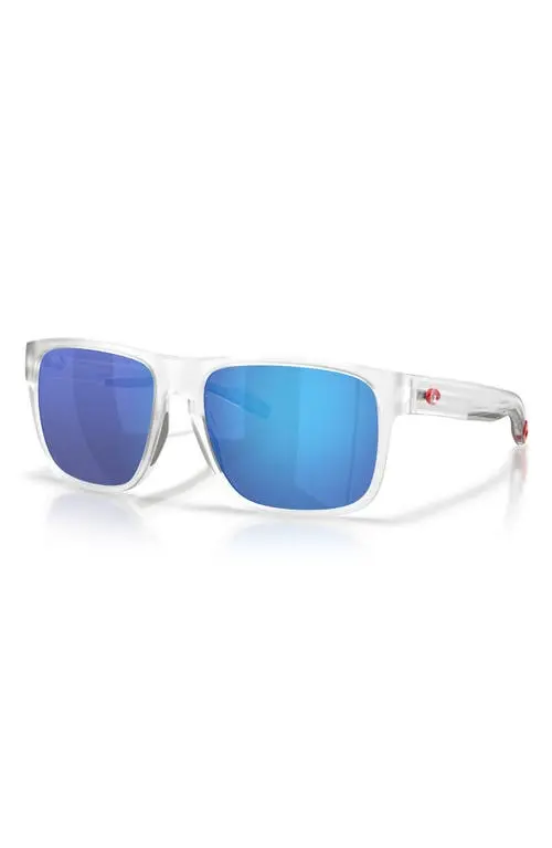 COSTA DEL MAR Spearo 59mm Polarized Mirrored Rectangular Sunglasses - Matte Clear/blue Mirror 580g