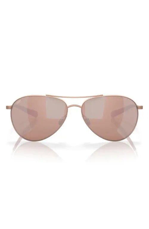 COSTA DEL MAR Piper 58mm Polarized Pilot Sunglasses - Rose Gold/copper Silver 580p