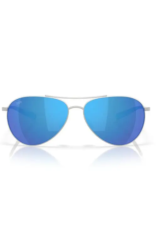 COSTA DEL MAR Piper 58mm Polarized Pilot Sunglasses - Satin Silver/blue 580g