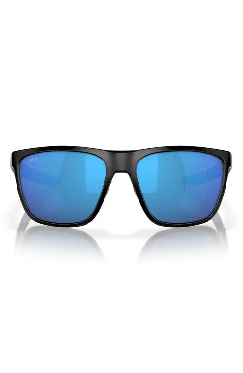 COSTA DEL MAR Ferg 59mm Polarized Mirrored Rectangular Sunglasses - Black/blue Mirror 580g