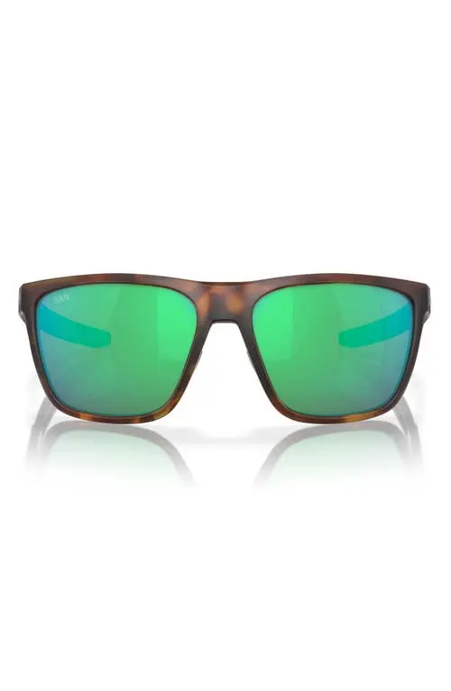 COSTA DEL MAR Ferg 59mm Polarized Mirrored Rectangular Sunglasses - Tortoise/green Mirror 580g