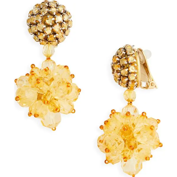 Oscar De La Renta Beaded Pompom Drop Clip-on Earrings - Topaz