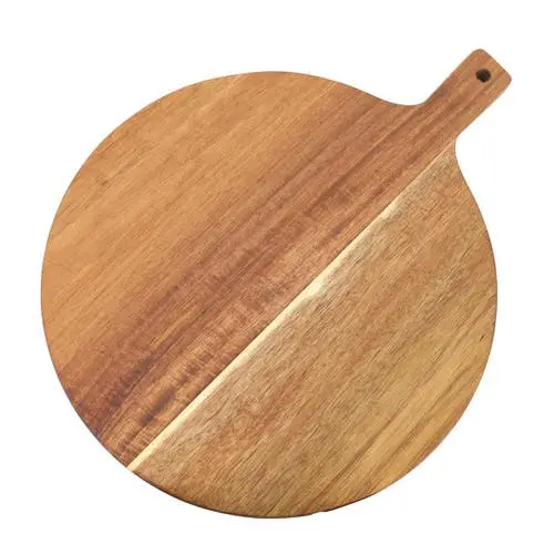 MEGACHEF 12 Inch Wood Round Serving Board With Handle