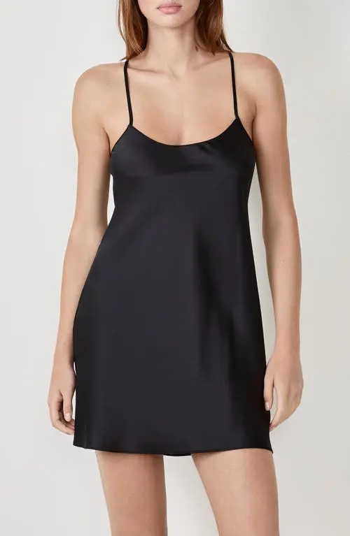 ETAM Attitude Nuisette Satin Chemise - Black