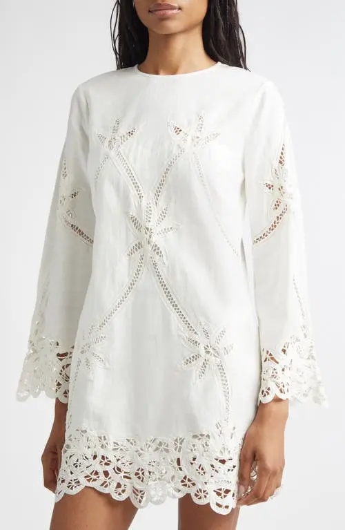 Veronica Beard Amberg Cotton & Linen Eyelet Minidress
