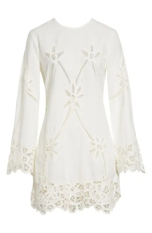 Veronica Beard Amberg Cotton & Linen Eyelet Minidress