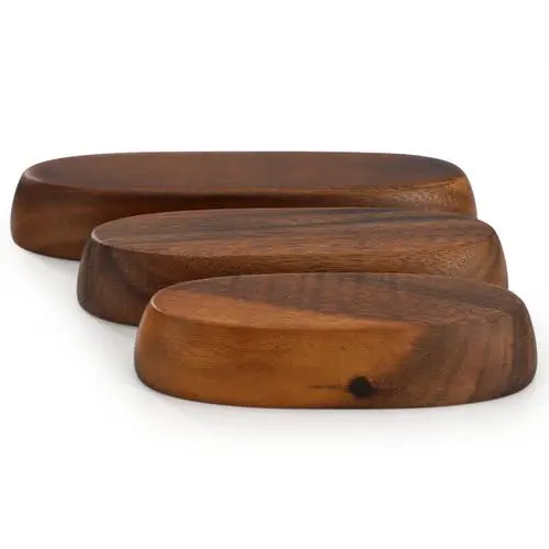 MEGACHEF 3 Piece Wood Oval Serving Bowls