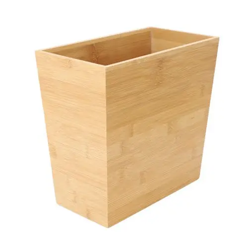MEGACHEF 10.5 X 5.75 Inch Rectangle Wood Waste Basket - Bamboo