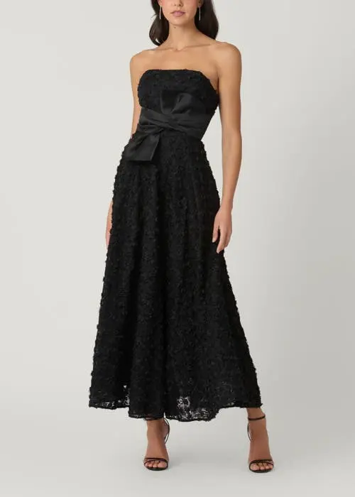 SHOSHANNA MIDNIGHT Midnight India Andes Lace Strapless Dress