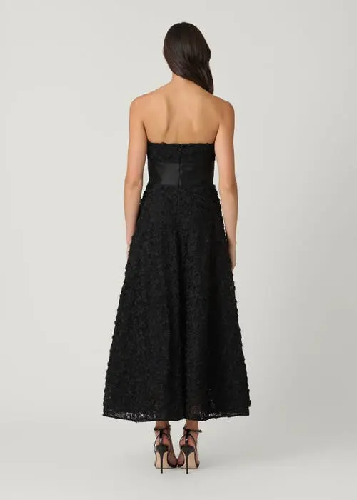 SHOSHANNA MIDNIGHT Midnight India Andes Lace Strapless Dress