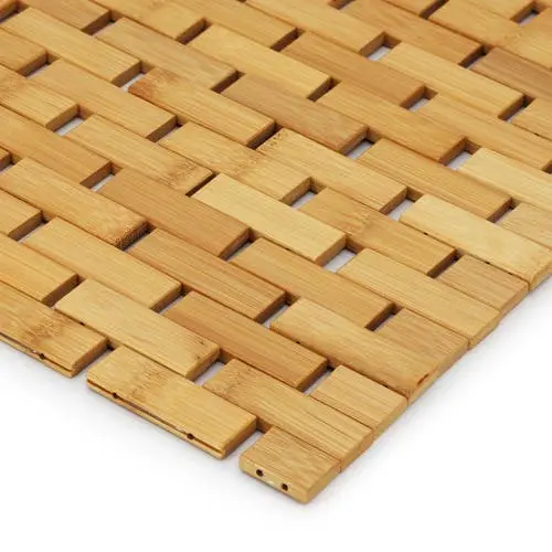 MEGACHEF Wood 16.25 X 24.5 Inch Rectangle Bathroom Mat