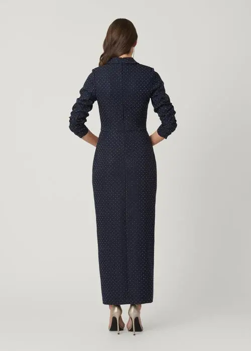 SHOSHANNA MIDNIGHT Asher Crystal Twill Dress