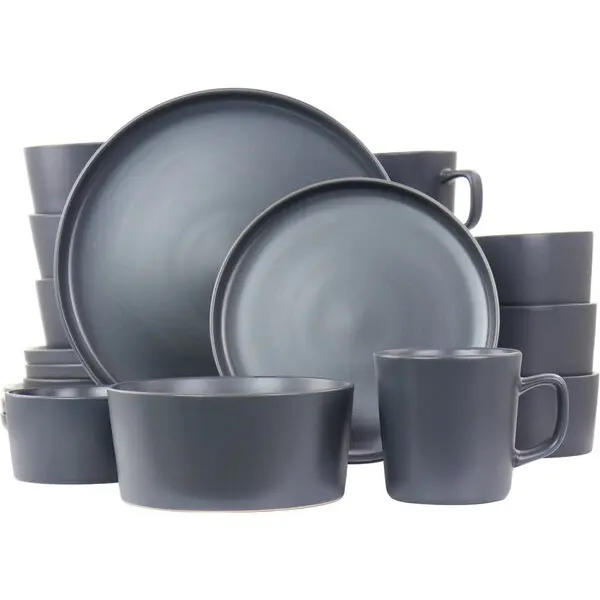 ELAMA Luxmatte Dark 20 Piece Dinnerware Set - Grey