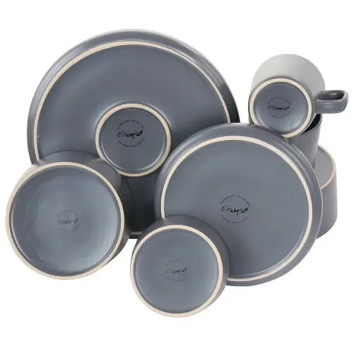 ELAMA Luxmatte Dark 20 Piece Dinnerware Set - Grey