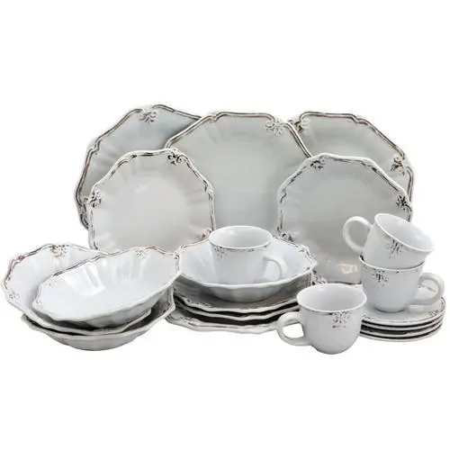 ELAMA Fleur De Lys 20-piece Dinnerware Set - White