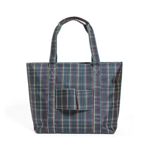 TRVL DESIGN Cambridge Plaid Jumbo Tote - Navy