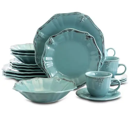 ELAMA Fleur De Lys 20-piece Dinnerware Set - Blue